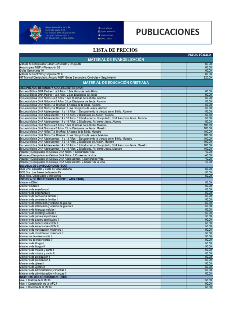 Precios Público 2023 Actualizada | PDF