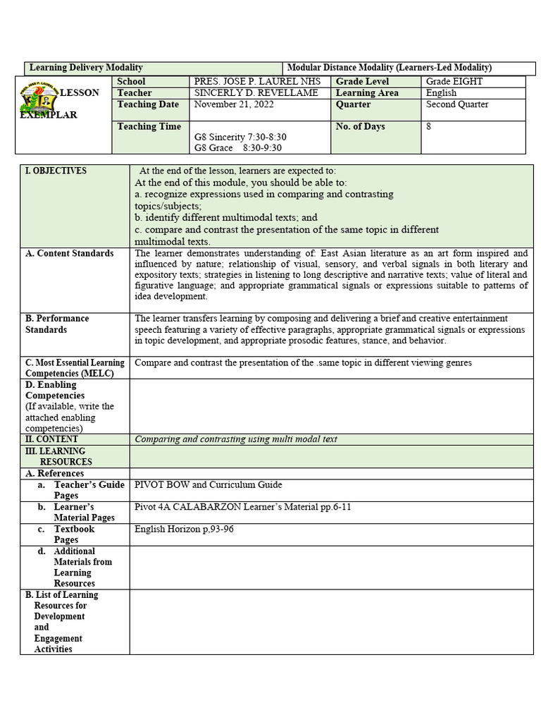 Comparing and Contrasting Multimodal Textsno.3 | PDF | Learning | Human Communication