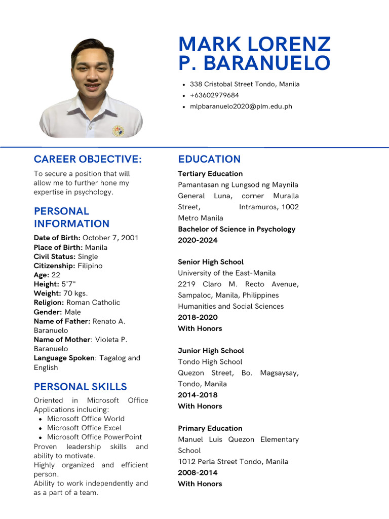 Nurse Resume in White Blue Simple Lined Style 1 | PDF