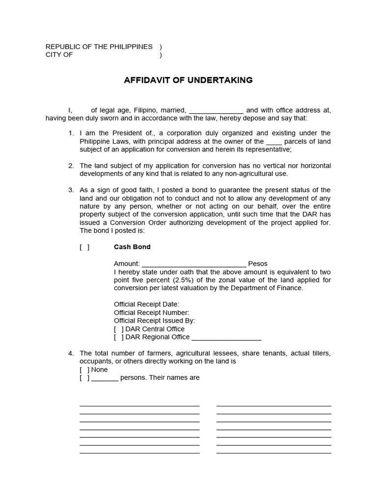 Affidavit of Undertaking | PDF | Bonds (Finance) | Justice