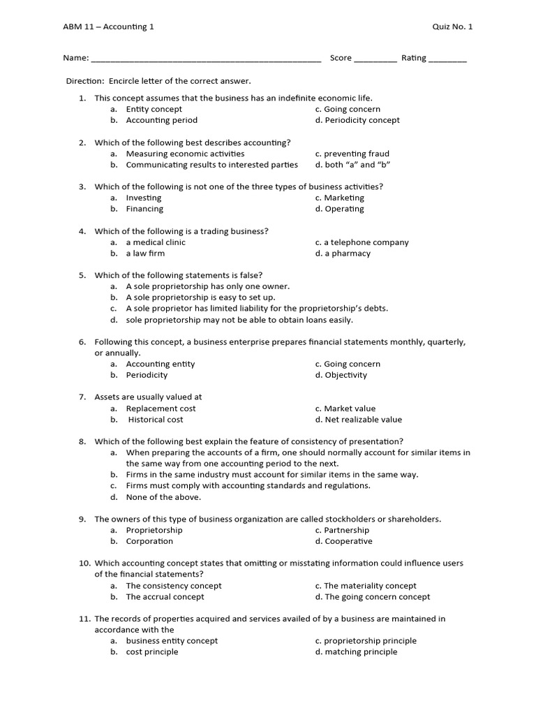 Quiz 1 - Lesson 1 | PDF
