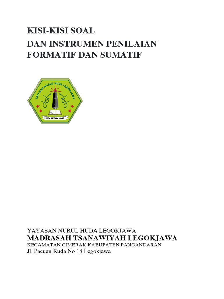 Kisi-Kisi Soal Dan Instrumen Penilaian (Formatif Dan Sumatif) (SD 4, 5, 6. SMP & SMA Mapel Sama ...