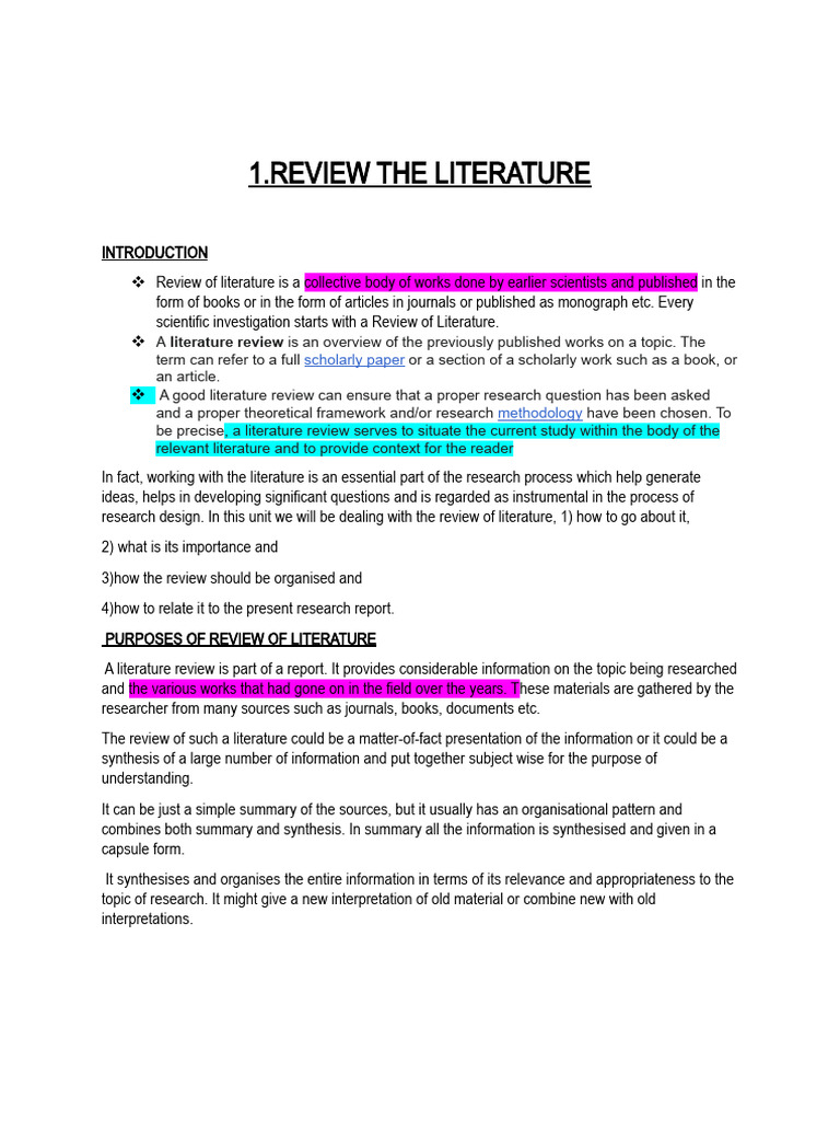Review The Literature | PDF