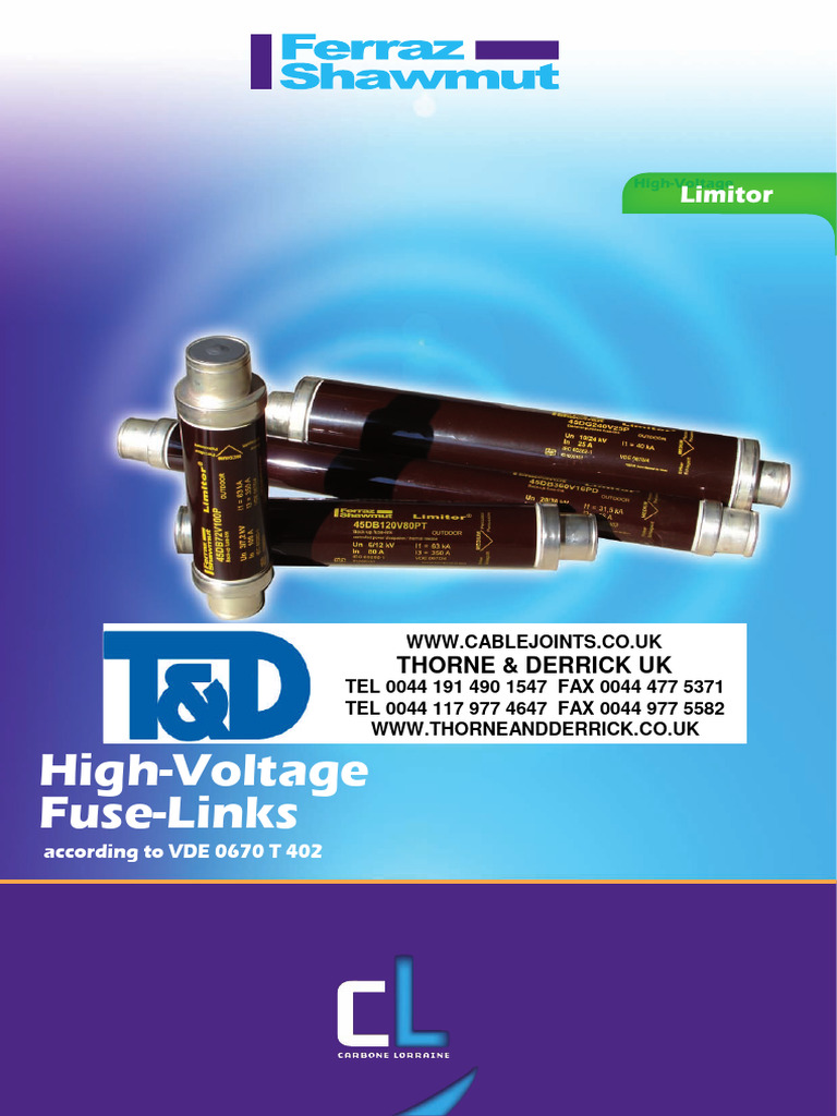 Ferraz Shawmut High Voltage Fuse Links VDE 0670 T402 | PDF | Fuse ...