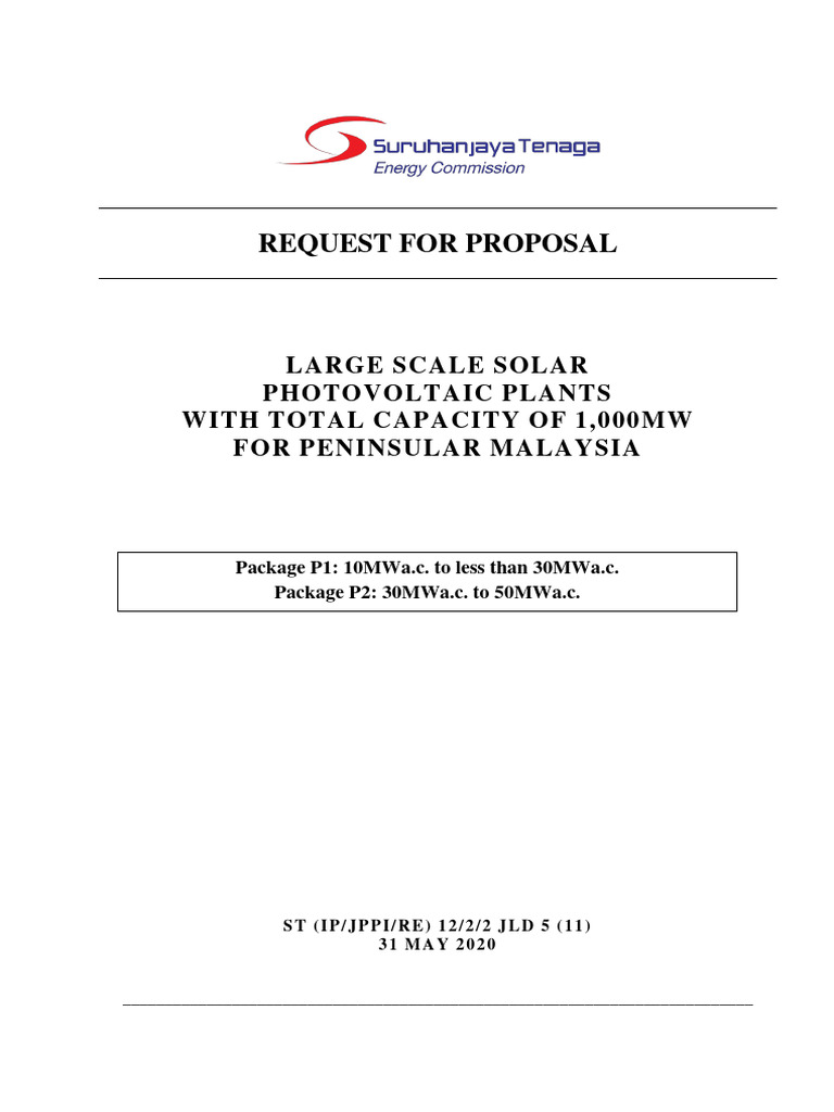 Request For Proposal - Large Scale Solar 2020 | PDF | Photovoltaics ...