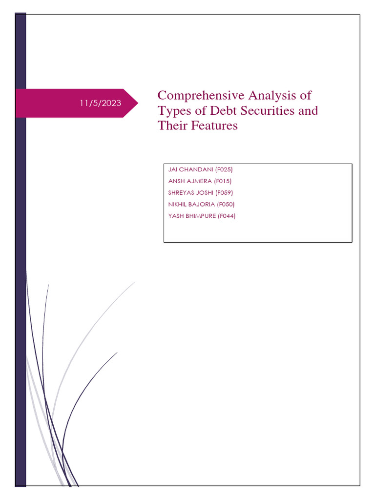 Comprehensive Analysis of Types of Debt Securities and Their Features | PDF