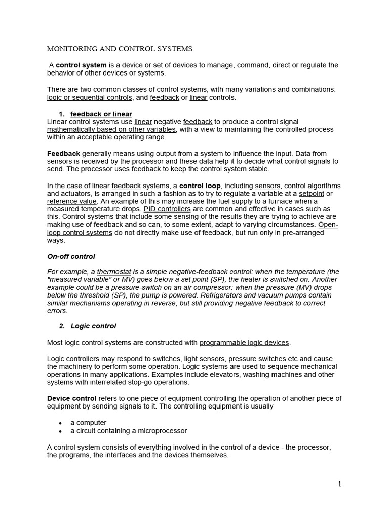 Monitoring and Control Systems | PDF