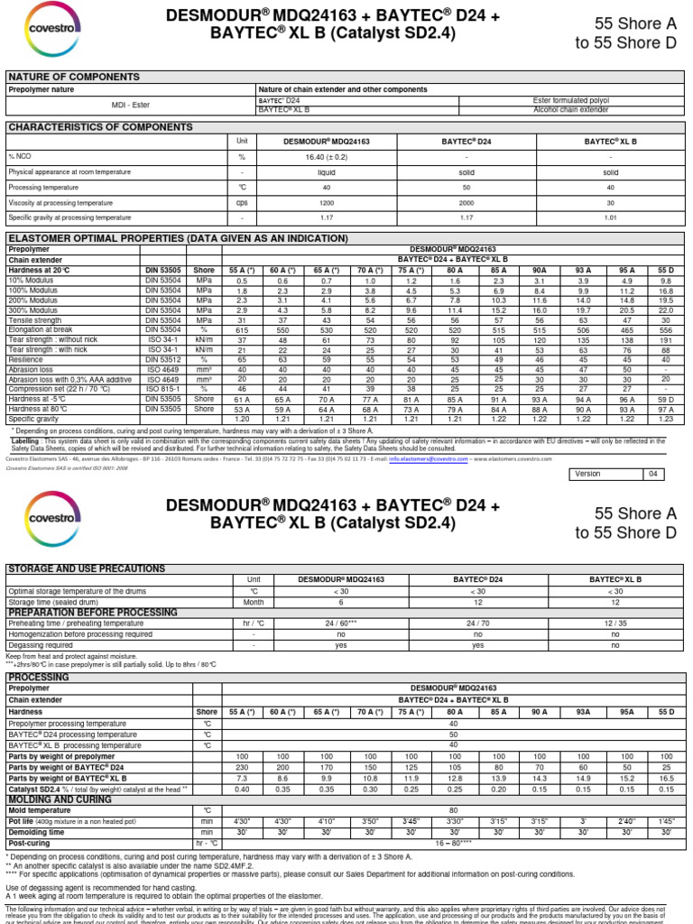 DESMODUR MDQ24163+BAYTEC D24+BAYTEC XL B (SD2.4) Ang Ind4 | Download Free PDF | Physical ...