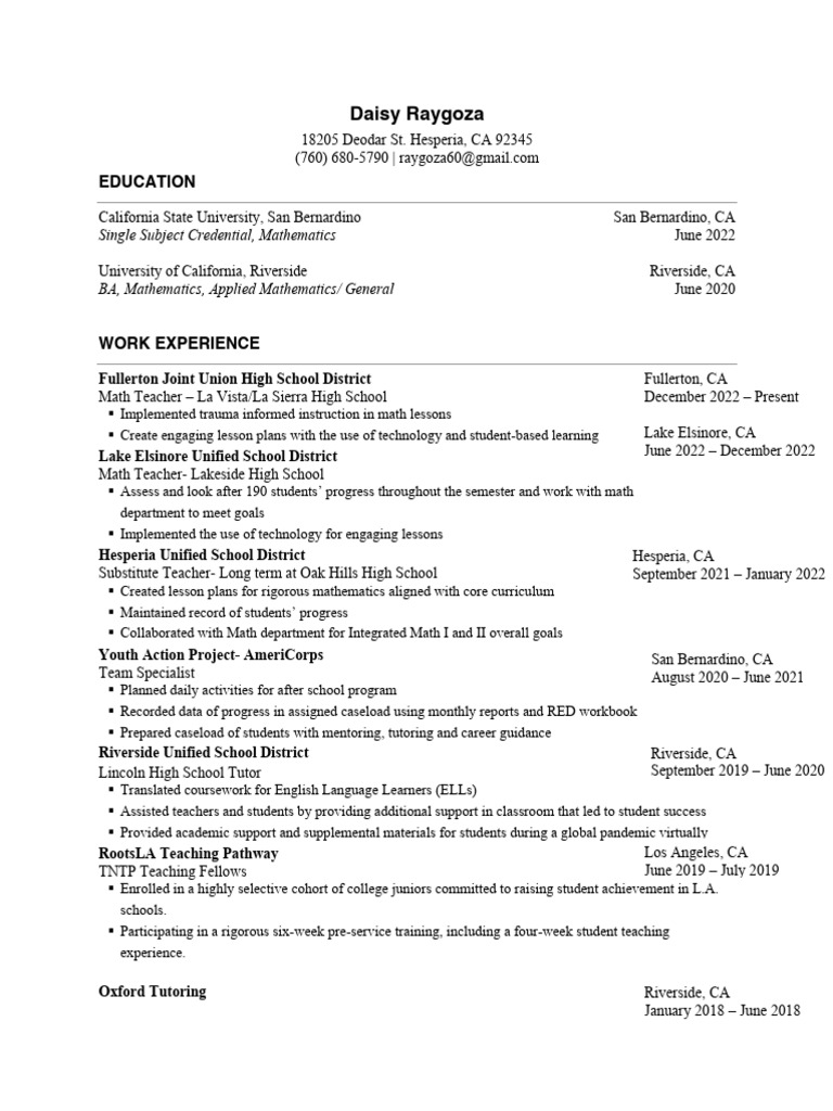 Daisy Raygoza: Math Educator Profile | PDF | Lesson Plan | Mentorship