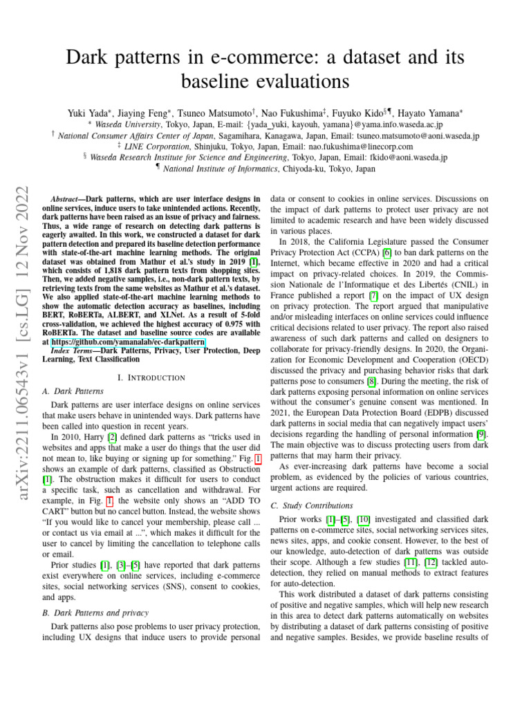 Dark Patterns in E-Commerce: A Dataset and Its Baseline Evaluations | PDF | Html Element | Http ...