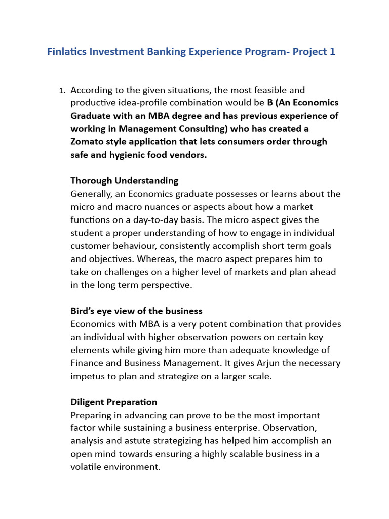 Finlatics Investment Banking Experience Program | PDF | Private Equity ...