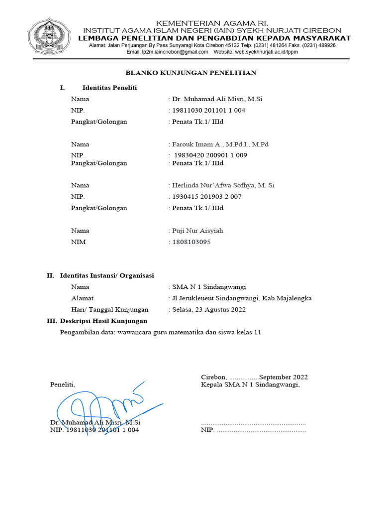 BUKTI KUNJUNGAN PENELITIAN Laily | PDF