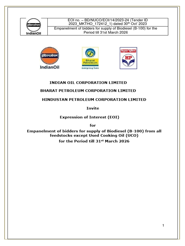 Tender Doc EOI14 | PDF