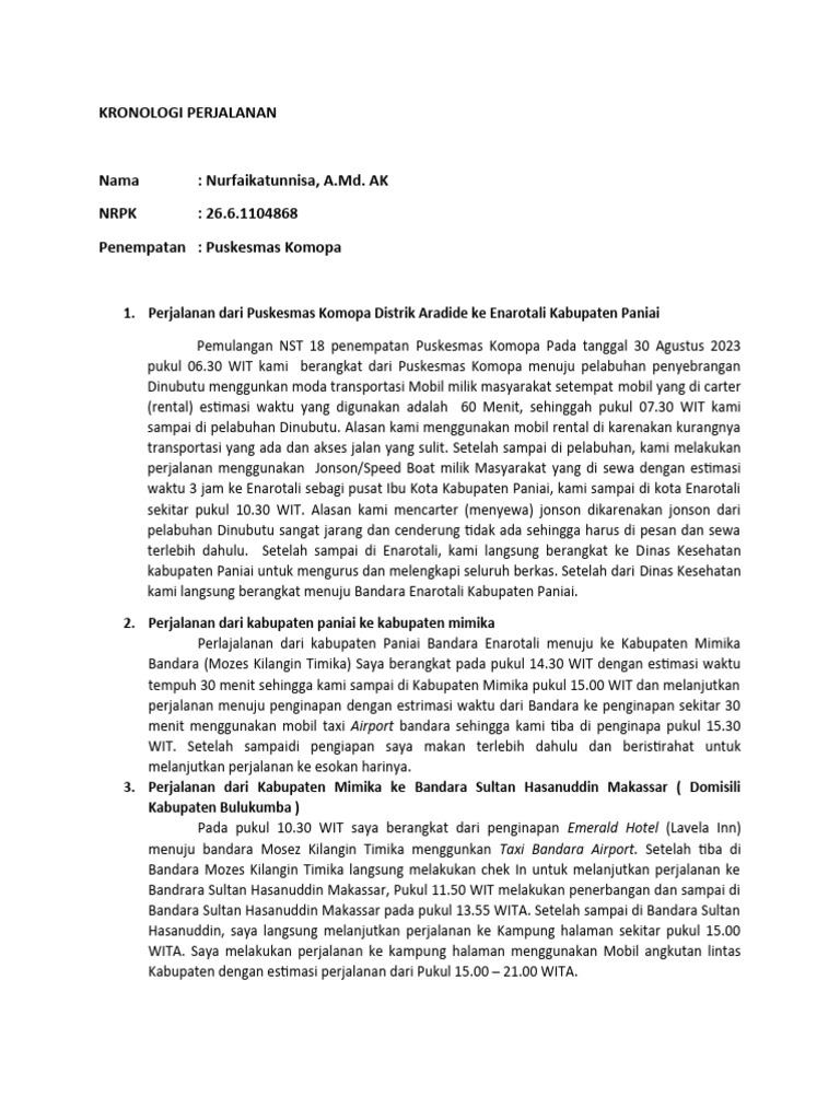 Kronologi Perjalanan NS-1 | PDF