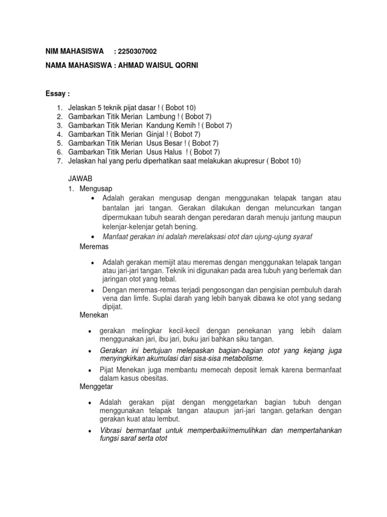 Teknik Pijat dan Titik Merian Akupresur | PDF