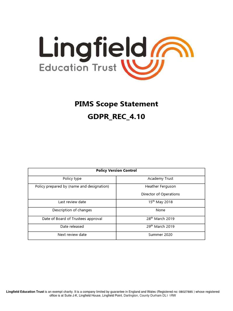 PIMS Scope Statement | PDF | Business