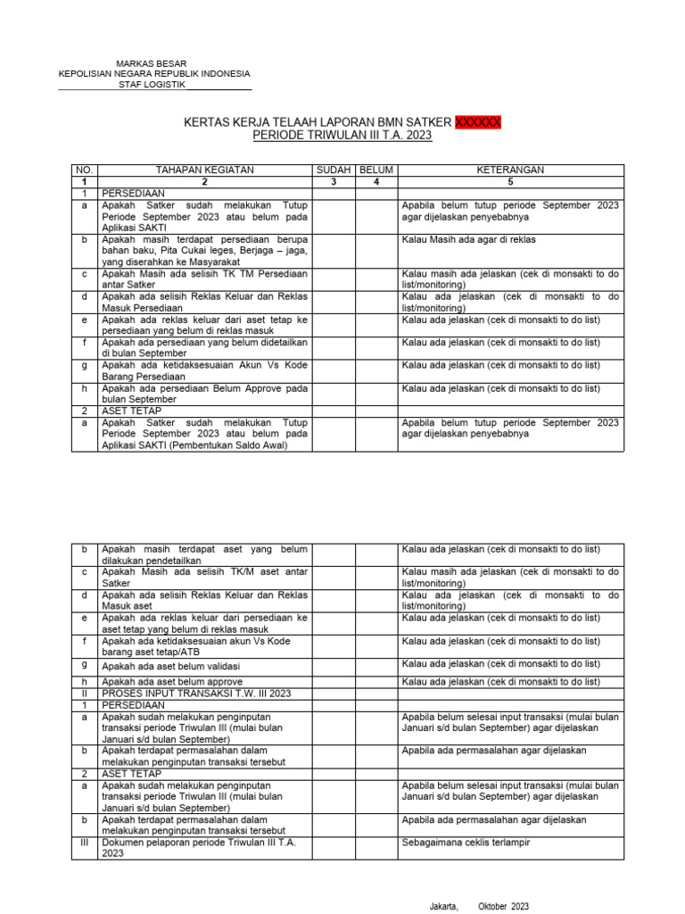 BMN Report Analysis Q3 2023 POLRI | PDF