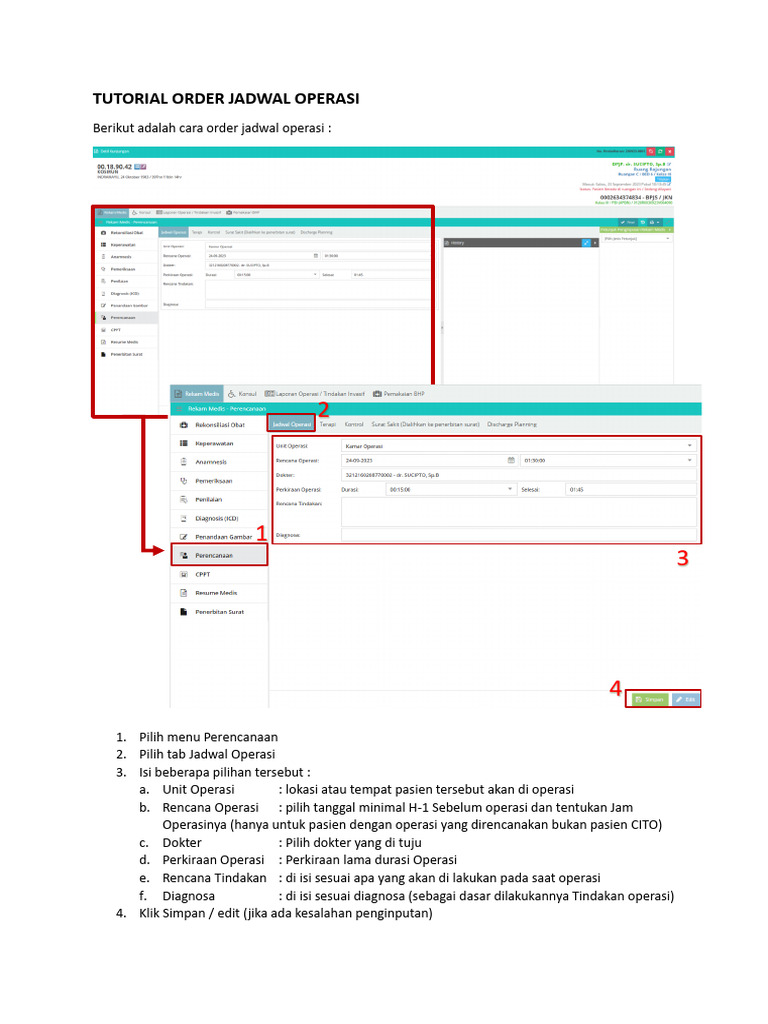 Tutorial Order Jadwal Operasi | PDF