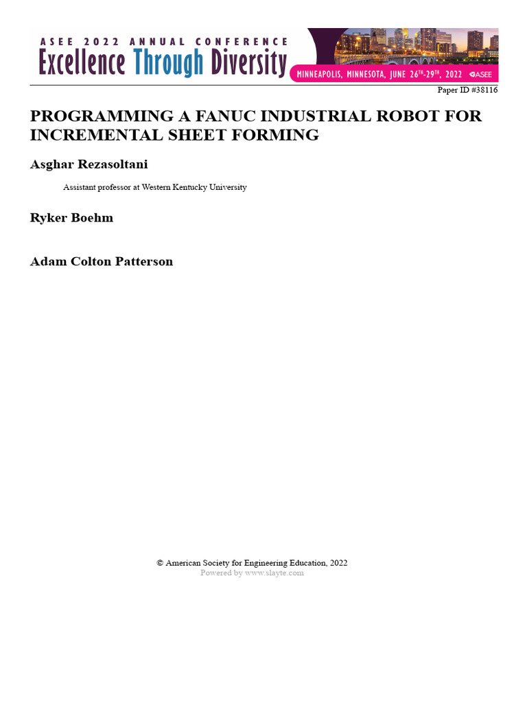 Programming A Fanuc Industrial Robot For Incremental Sheet Forming ...