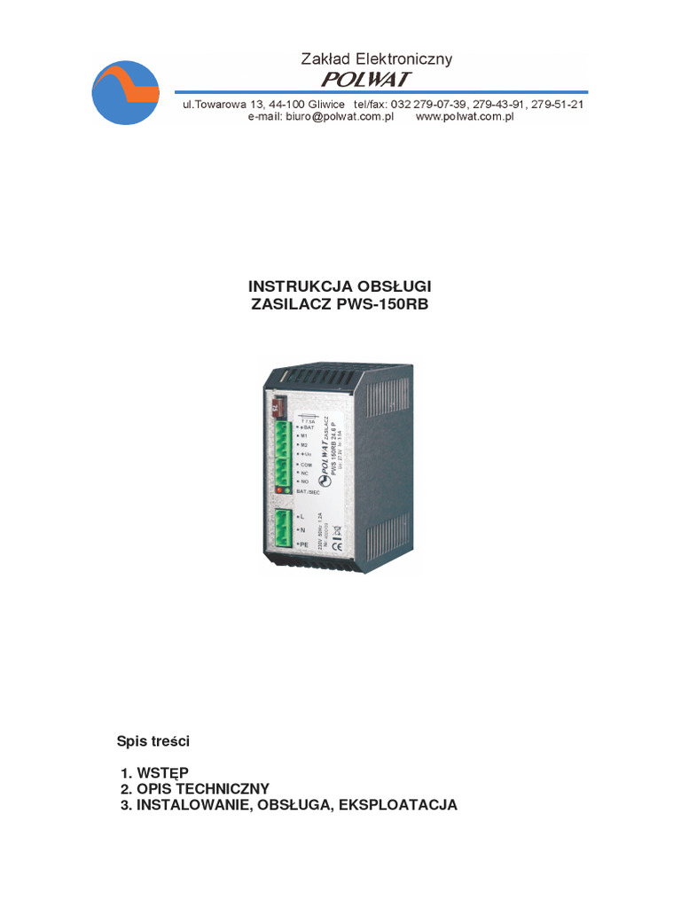 pws150rb Instrukcja | PDF