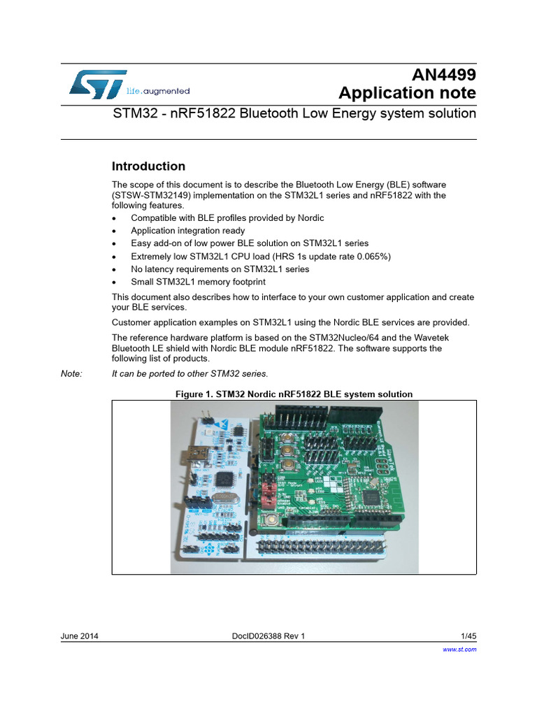 An4499 Stm32 Nrf51822 Bluetooth Low Energy System Solution Stmicroelectronics | PDF | Device ...