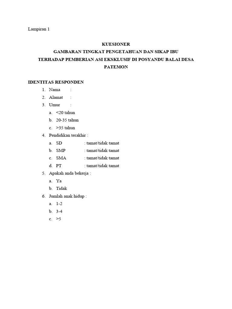 KUESIONER Mini Project | PDF