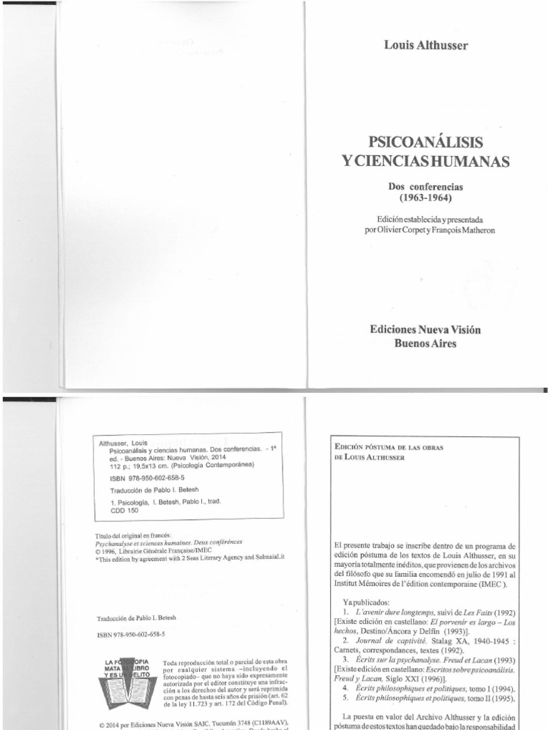ALTHUSSER, L. Psicoanálisis y Psicología | PDF
