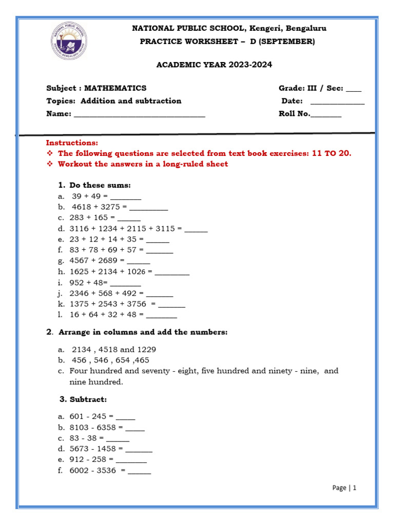 Grade 3 - teams worksheet -D (September) | PDF