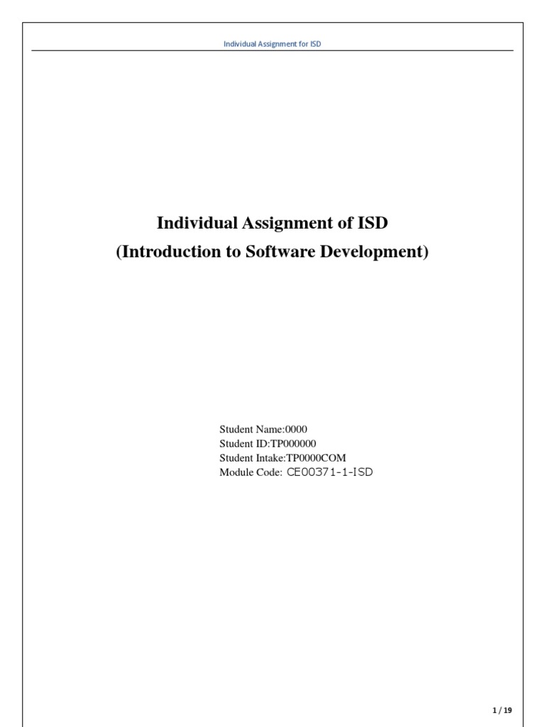 Individual Assignment of ISD (Introduction To Software Development ...