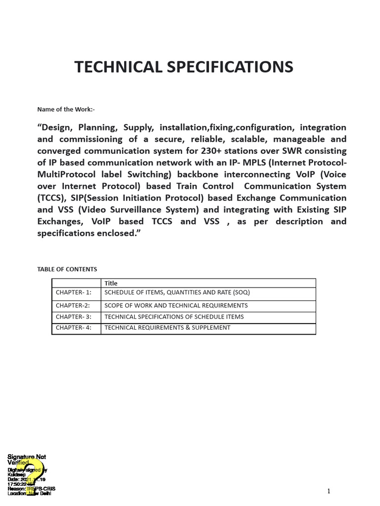 TechnicalspecChapter1 | PDF