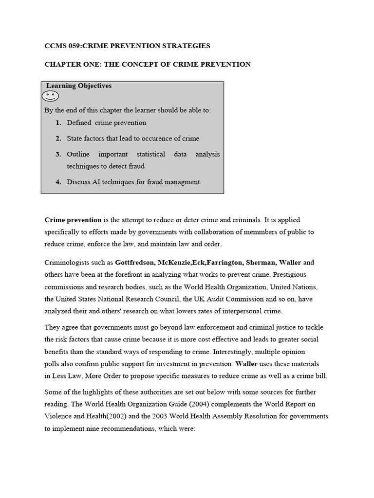 Crime Prevention Strategies | PDF | Crime Prevention | Crimes