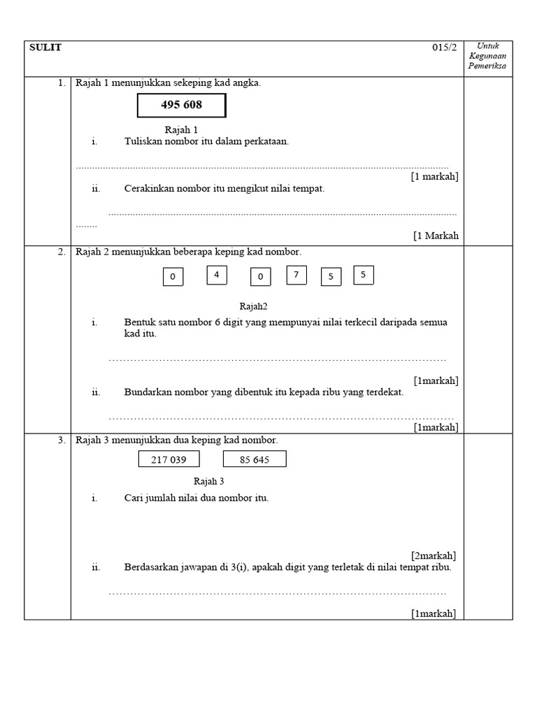 Matematik Kertas 2 | PDF