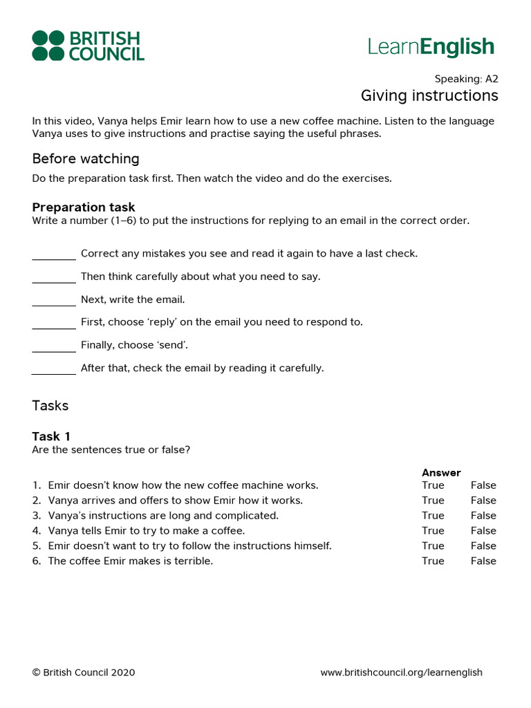 Giving Instructions | PDF