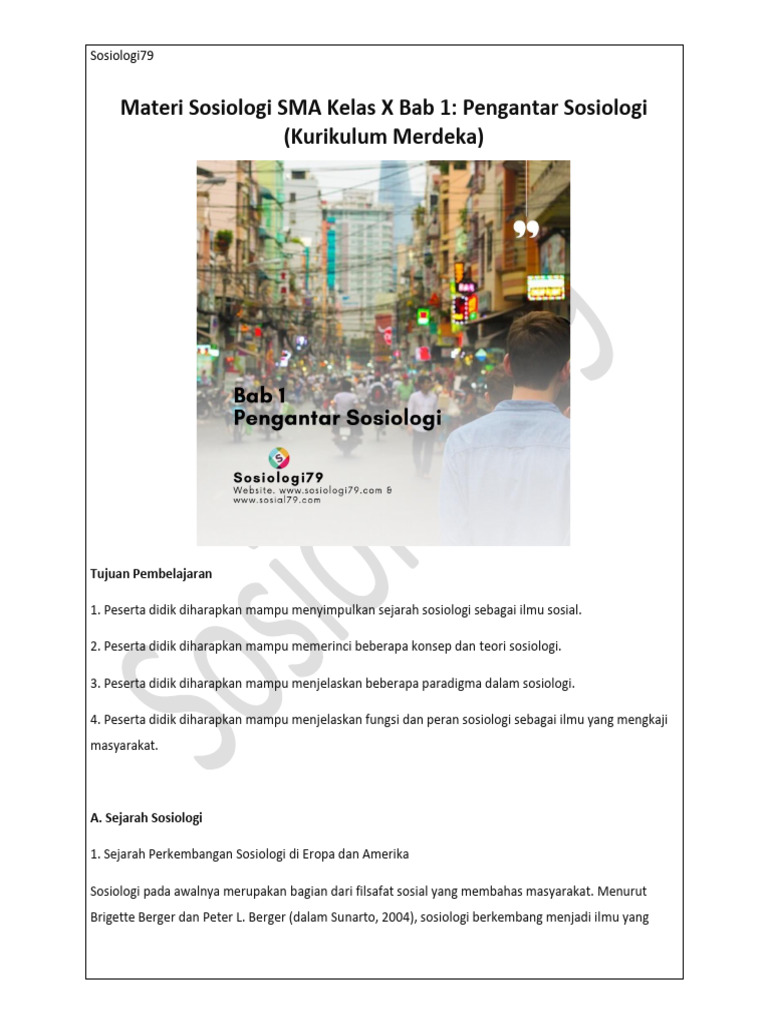 Bab 1. Pengantar Sosiologi | PDF