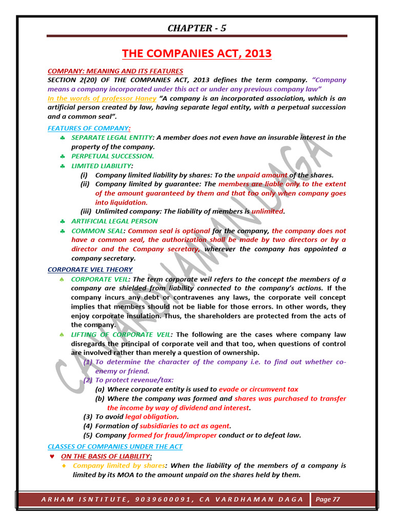The Companies Act | Download Free PDF | Legal Liability | Limited Liability