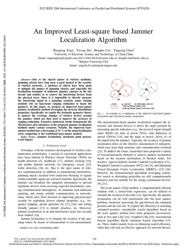 An_Improved_Least-square_based_Jammer_Localization_Algorithm | PDF | Least Squares | Computer ...
