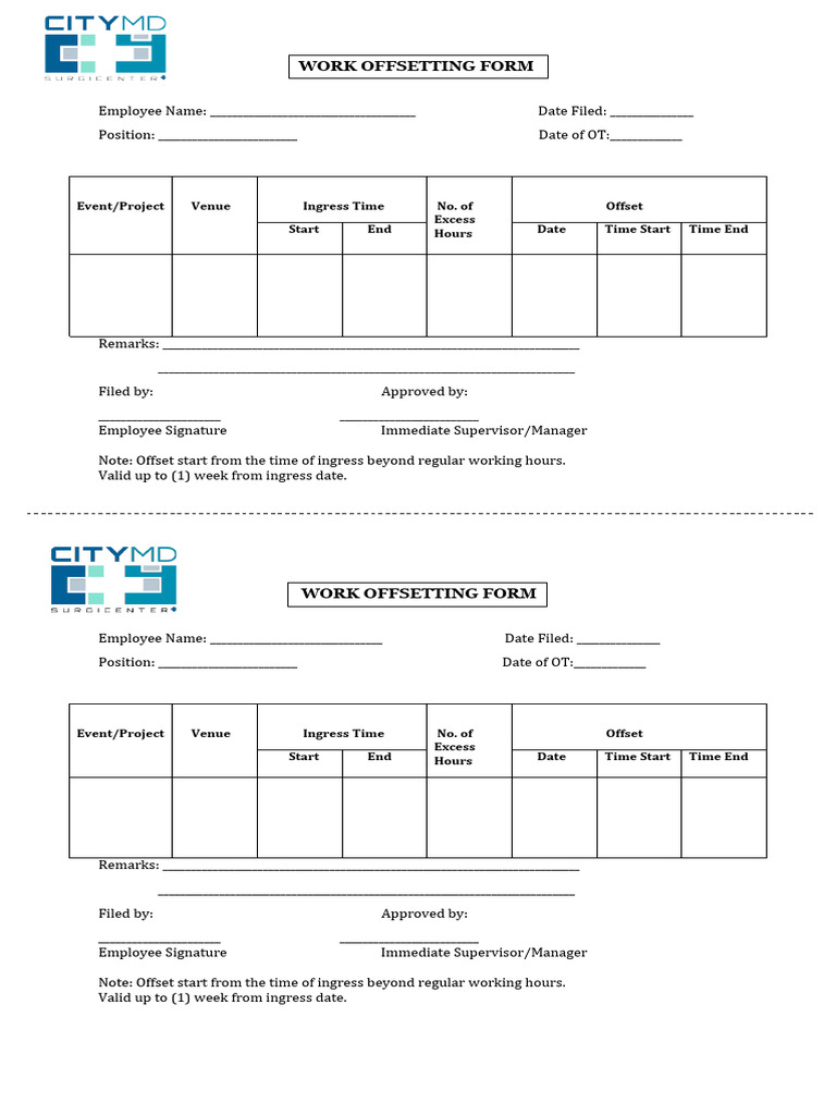 Offsetting Form | PDF