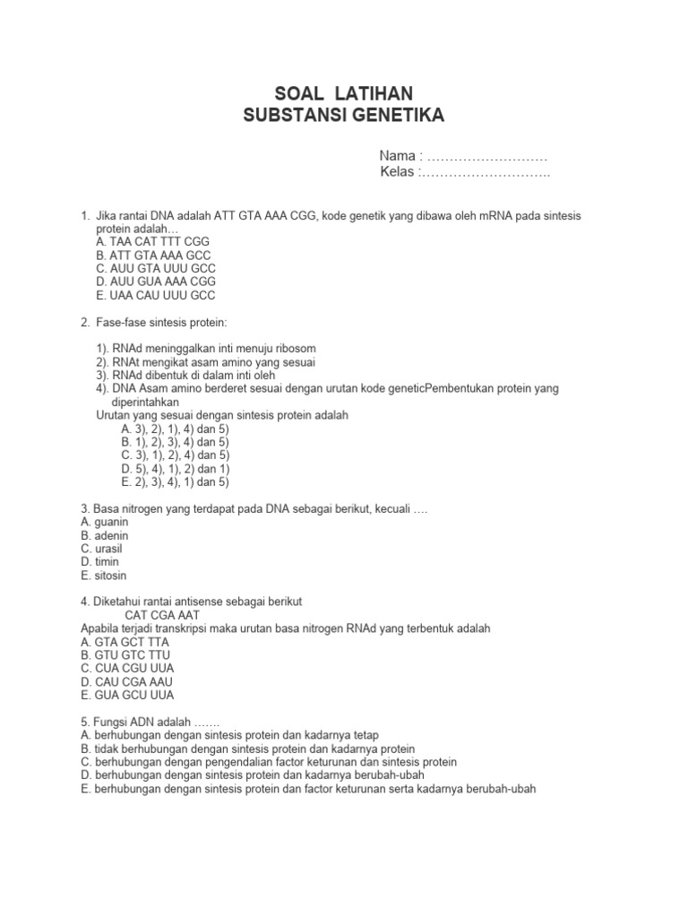Soal Substansi Genetik | PDF
