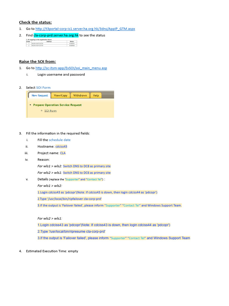 WebLogic Swirch Over Procedure | PDF