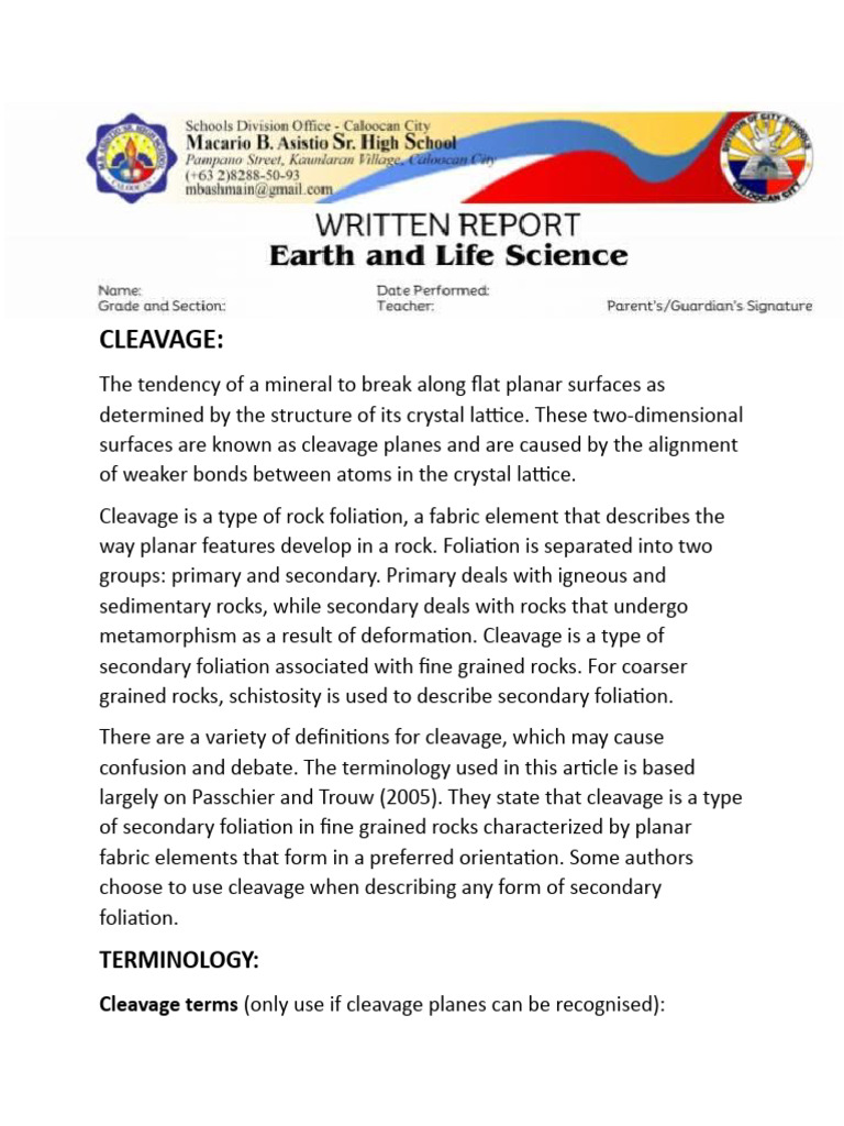 Cleavage Rock Formations | PDF | Minerals | Geology