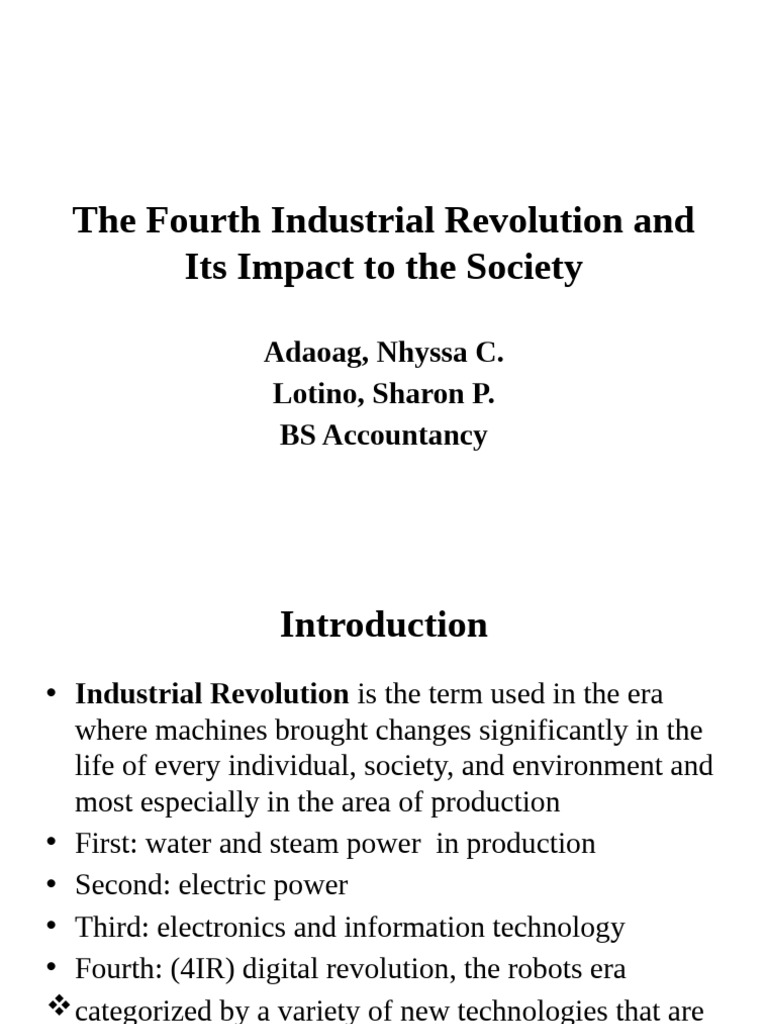 The Fourth Industrial Revolution and Its Impact To | PDF | Industrial ...
