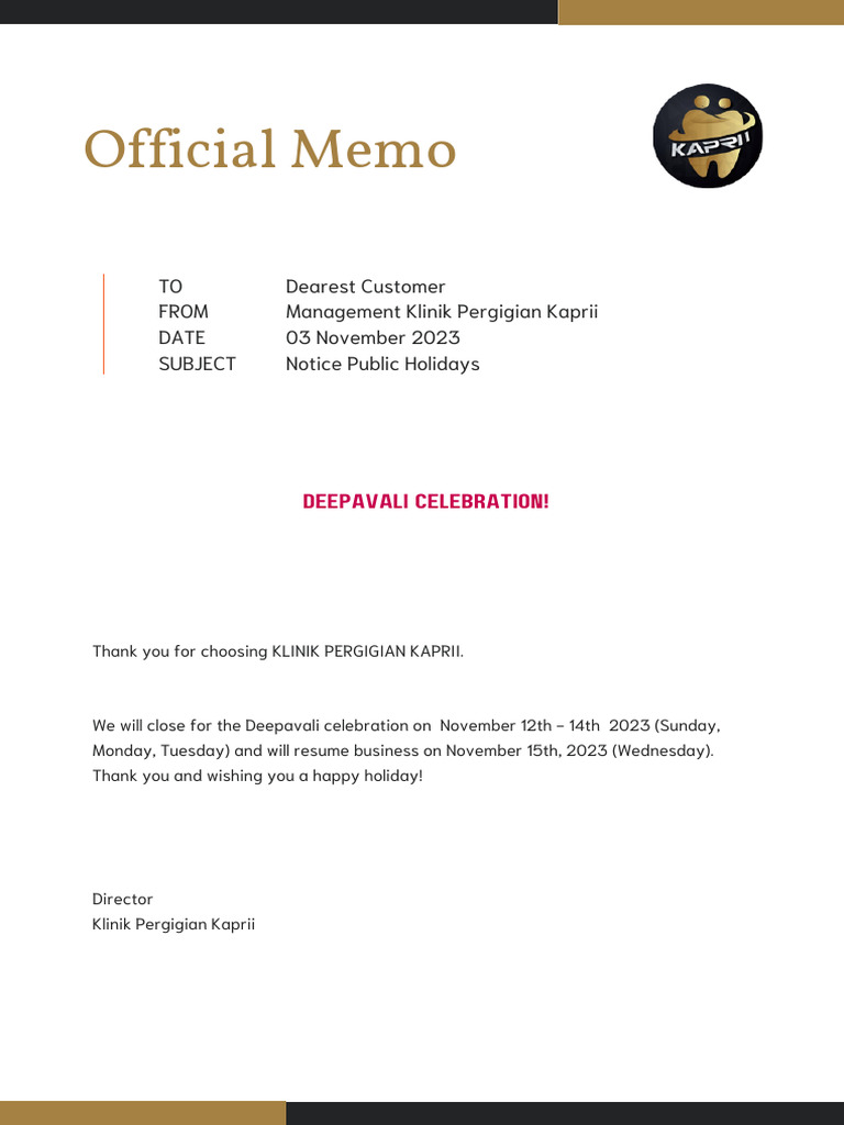 Memo deepavali | PDF