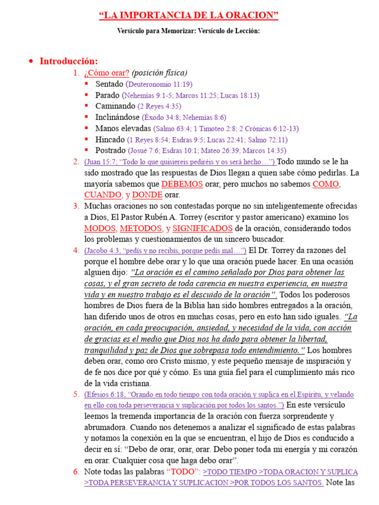 La Importancia de La Oracion | PDF