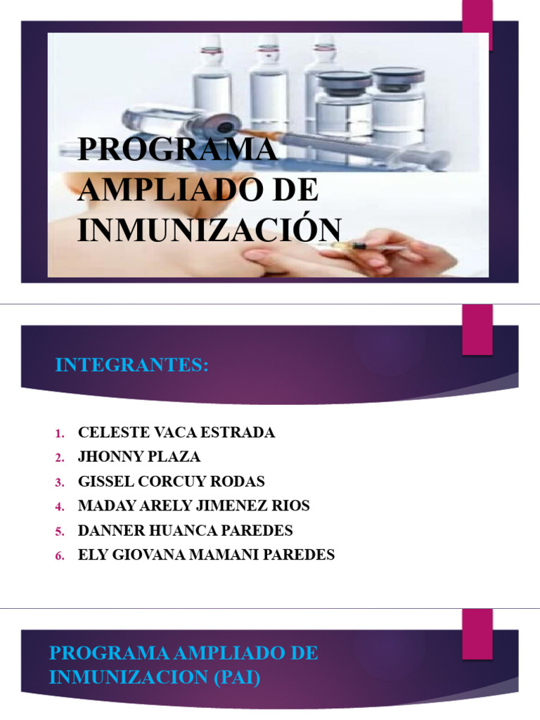 Programa Ampliado de Inmunización PAI | PDF | Tuberculosis | Salud pública