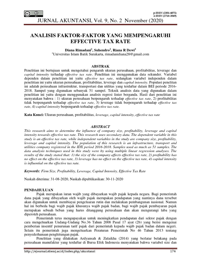 Analisis Faktor-Faktor Yang Mempengaruhi Etr | PDF