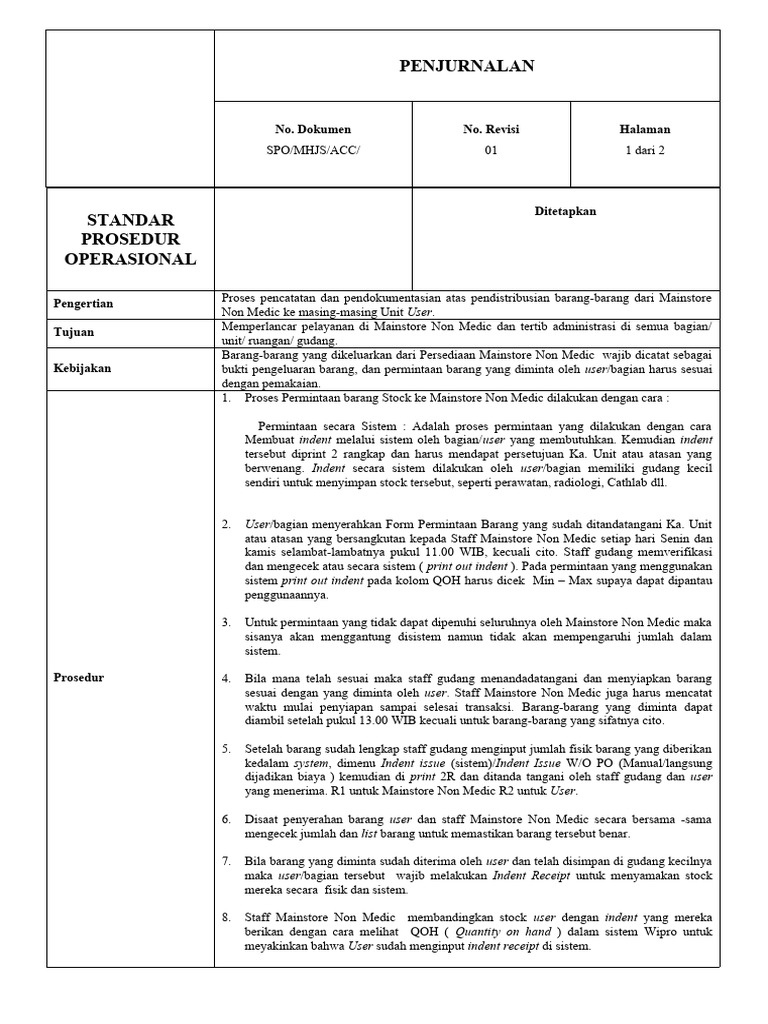 Acc 001 R01 - Pencatatan Dan Pendokumentasian Atas Barang-Barang Yang Keluar Dari Gudang Umum | PDF