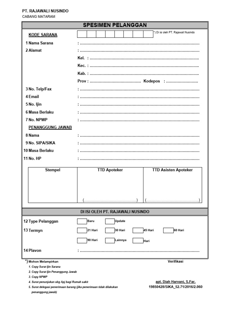 Form Pelanggan Baru | PDF