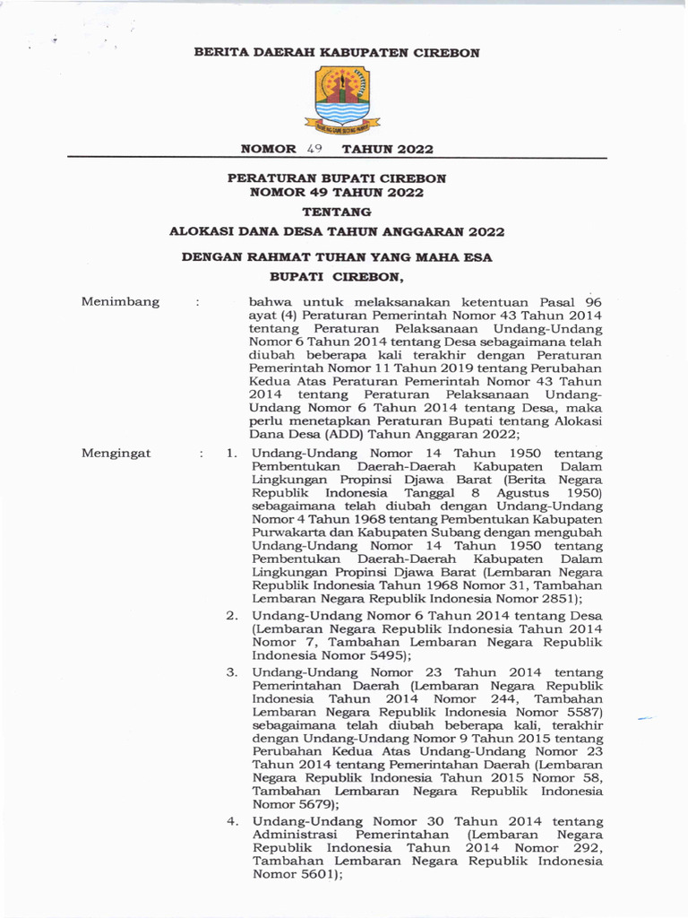 Perbup 49 2022 | PDF