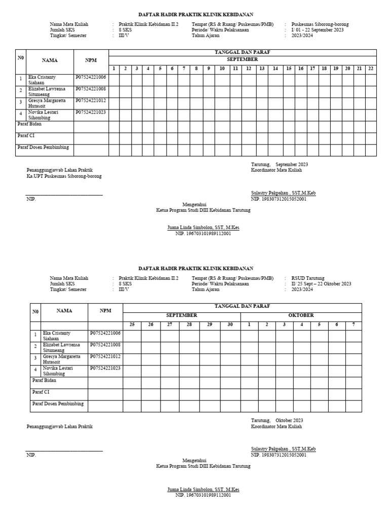 Absensi Mhs PKK II.2 2023 | PDF