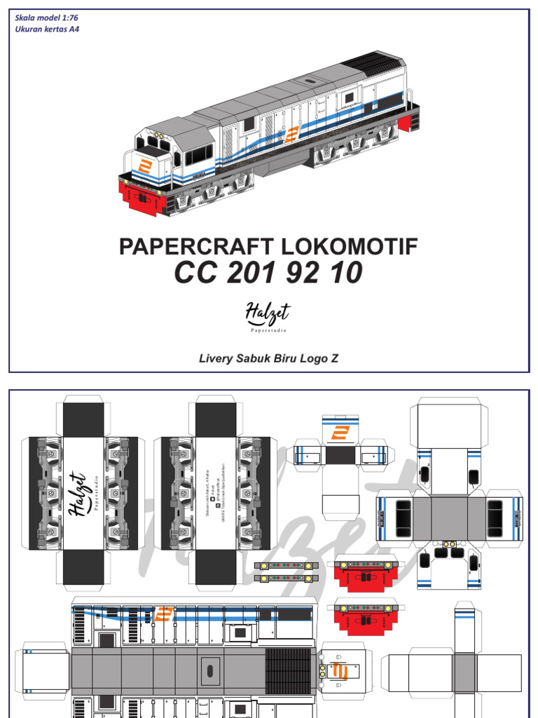 (Halzet) Papercraft Lokomotif CC 201 HD - Livery Sabuk (1) - 020954 | PDF